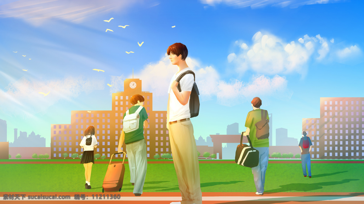 开学了漫画海报素材图片下载-素材编号11211360-素材天下图库