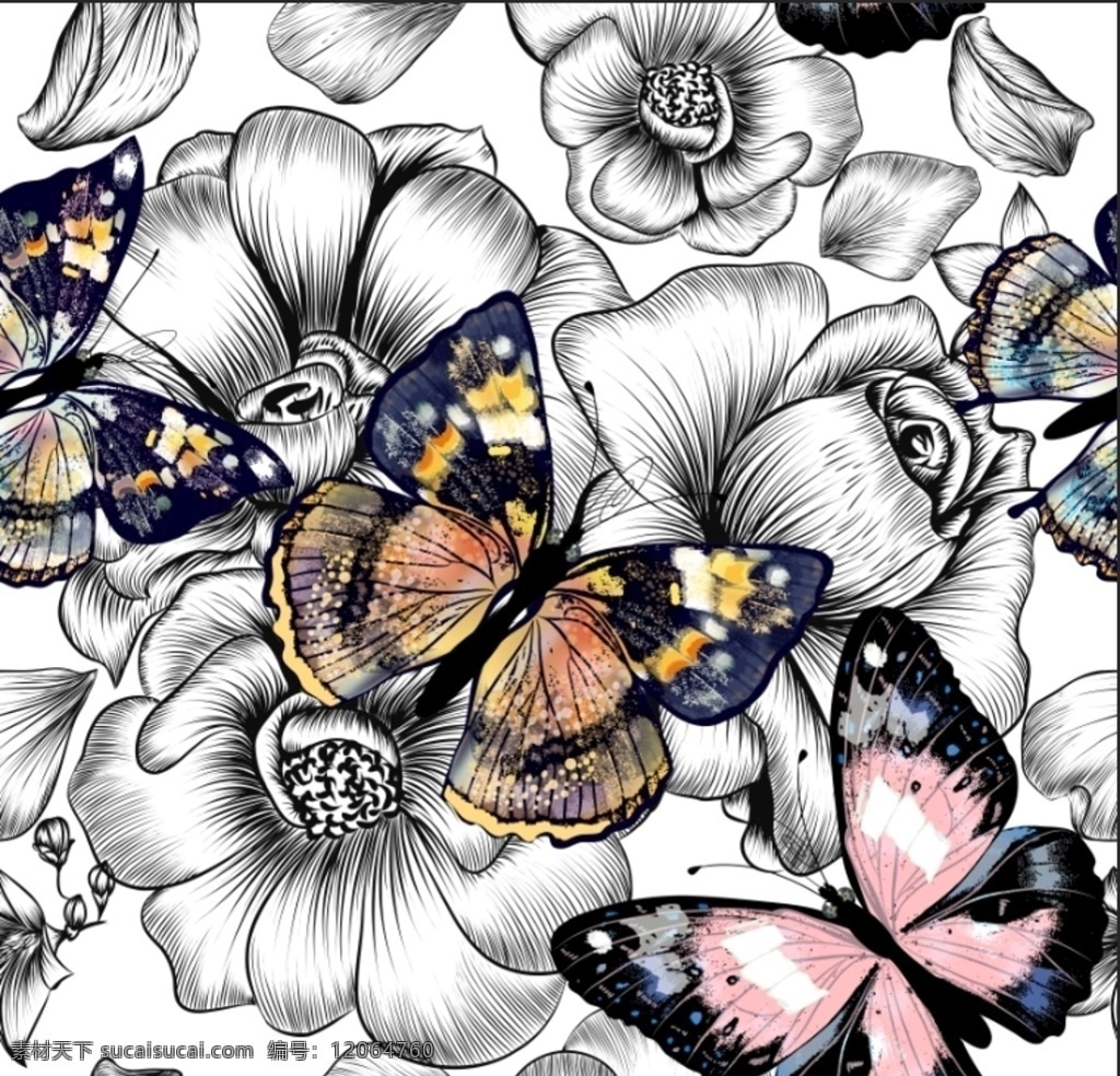 花卉手绘素材图片下载-素材编号12064760-素材天下图库