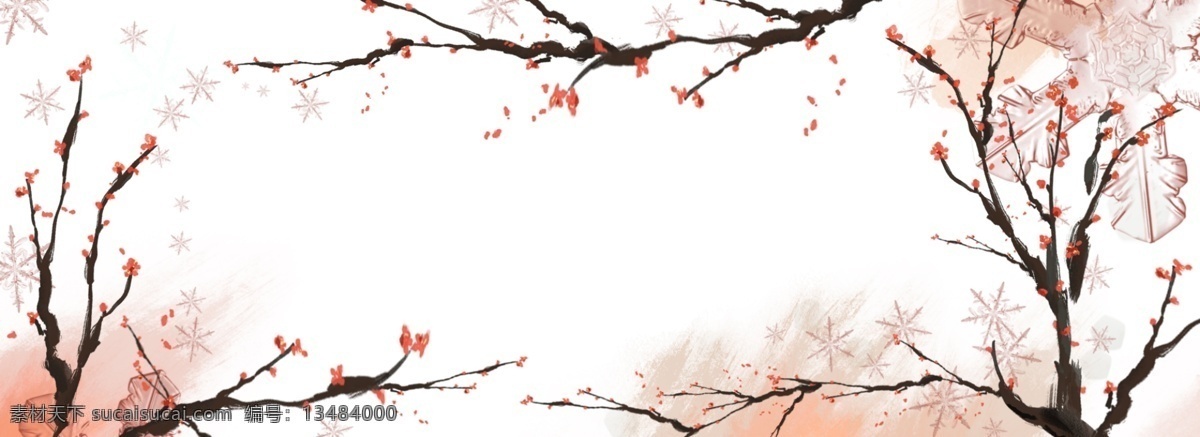水墨梅花边框背景素材图片下载-素材编号13484000-素材天下图库